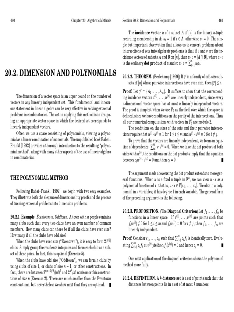 Dimension and Polynomials | PDF | Polynomial | Vector Space