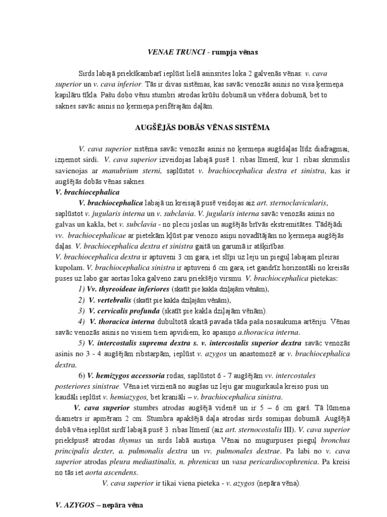 Venae Trunci | PDF