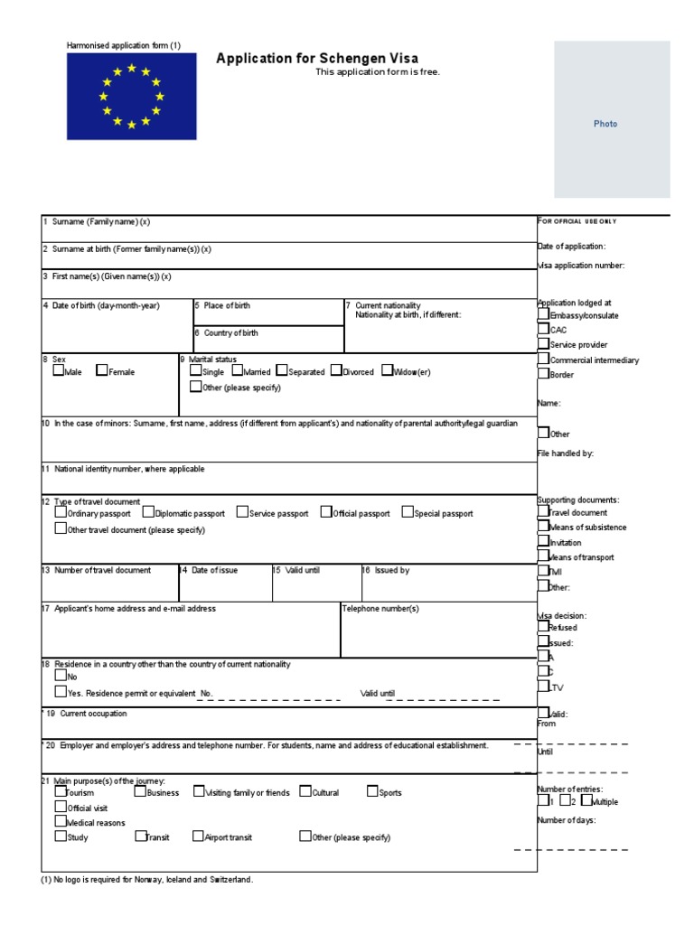 Schengen Visa Application Form Guide | PDF