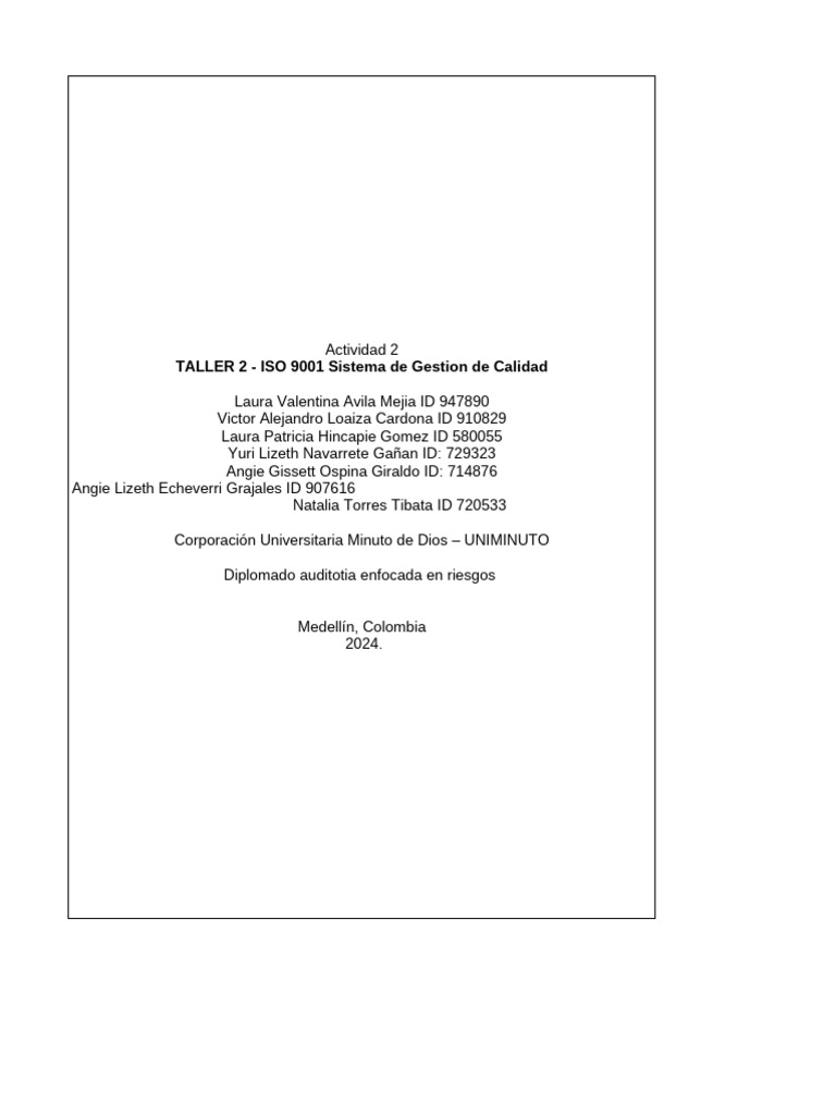 Evaluación del SGC según ISO 9001:2015 | PDF | Sistema de manejo de ...