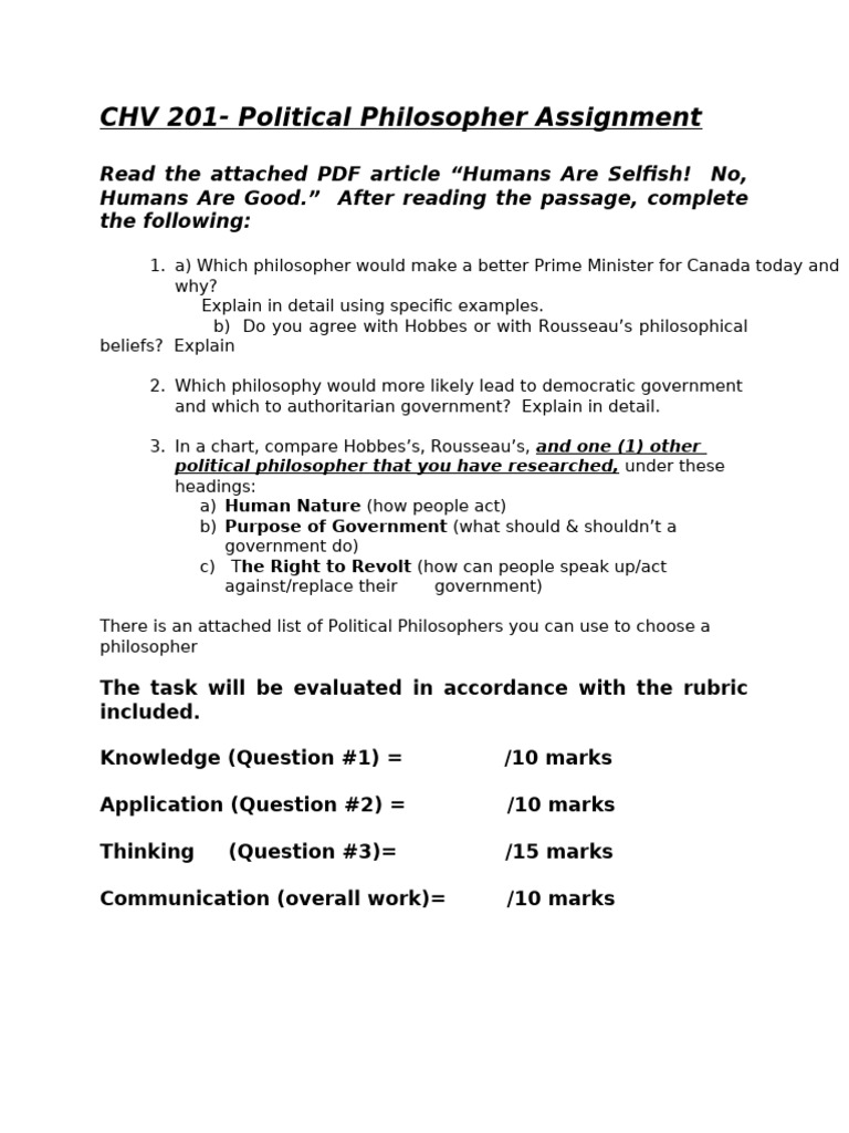 Political Philosophy Assignment Guide | PDF