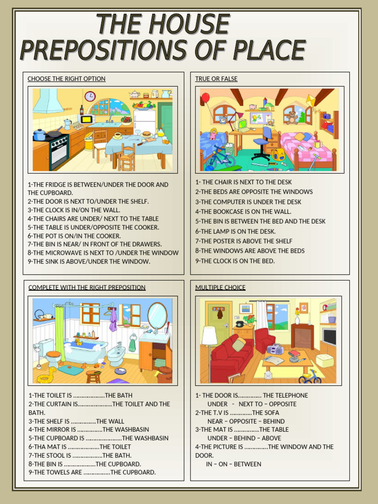 Prepositions and Spatial Relationships Quiz | PDF