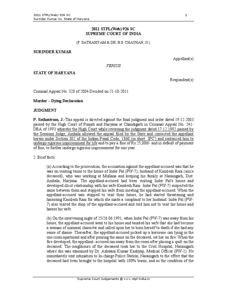 Dying Declaration | Download Free PDF | Acquittal | Criminal Justice