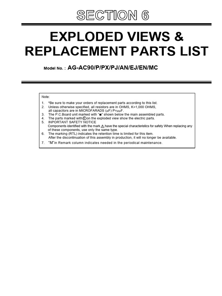 AG-AC90 Parts List & Exploded Views | PDF | Electronics | Electricity