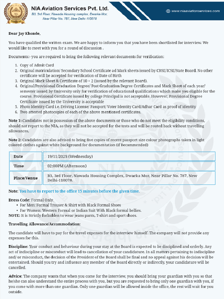 NIA Call Letter | PDF