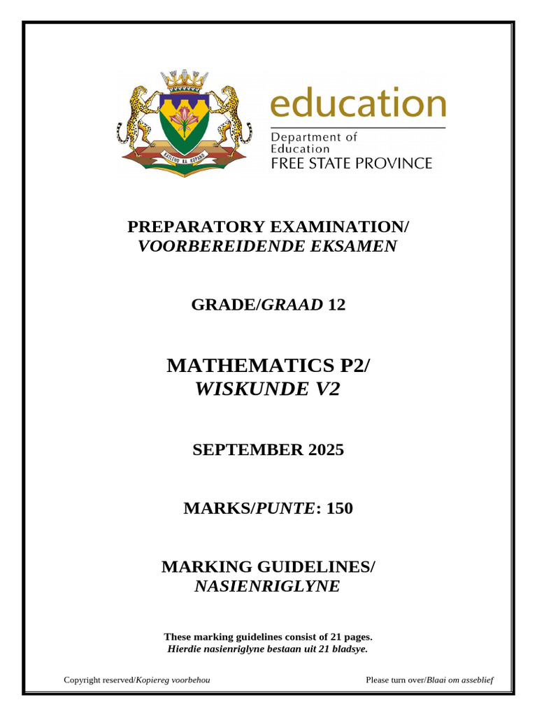 Mathematics p2 Prep Sept 2025 MG Eng-Afr | PDF
