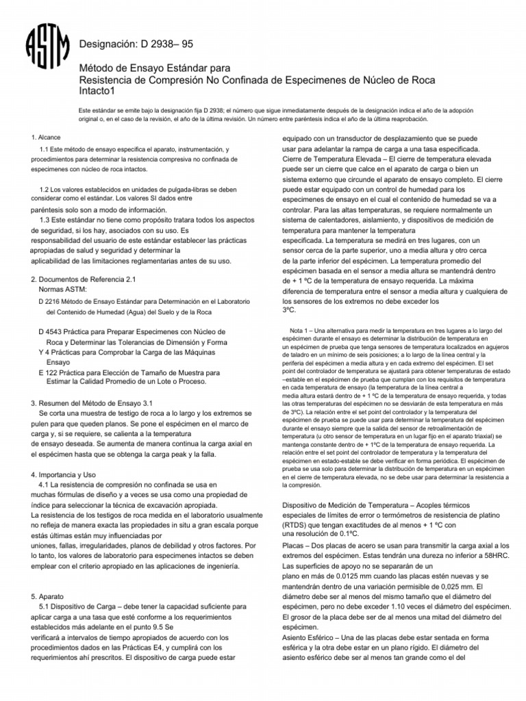 ASTM D2938-95 (Retirado en 2005) | PDF | Temperatura | Sensor