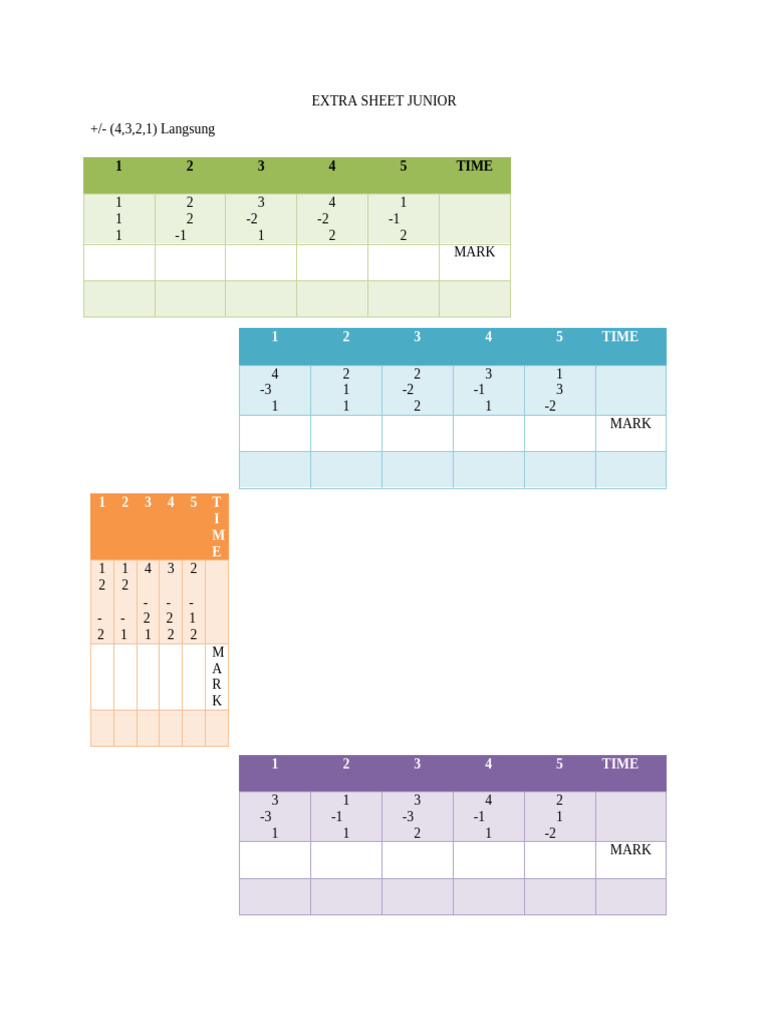 Extra Sheet Junior | PDF