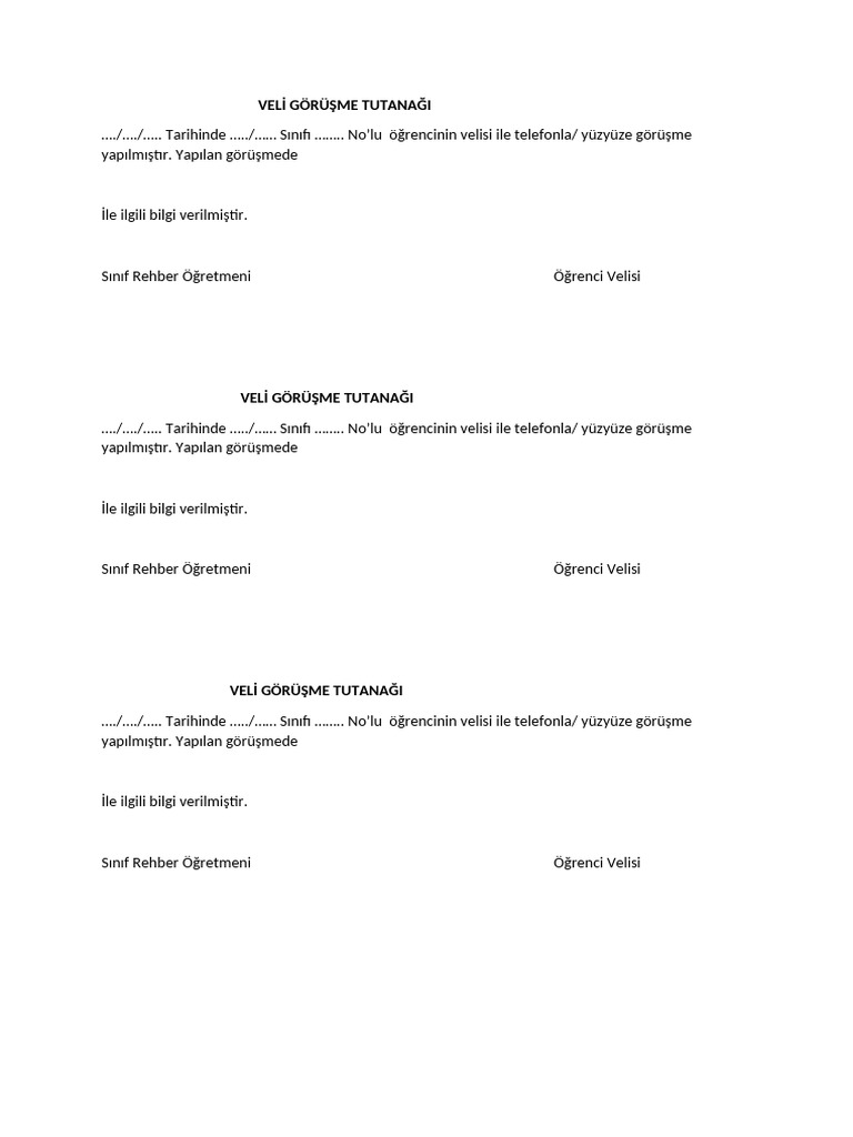 Veli Görüşme Tutanağı | PDF
