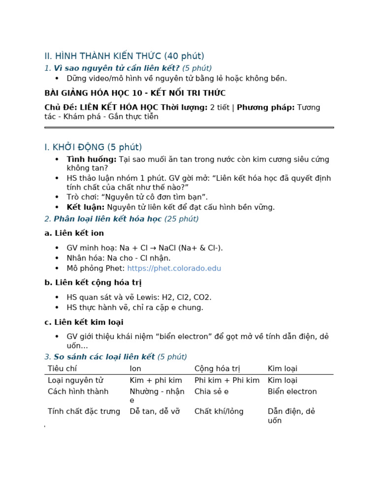 Lien Ket Hoa Hoc Bai Giang | PDF