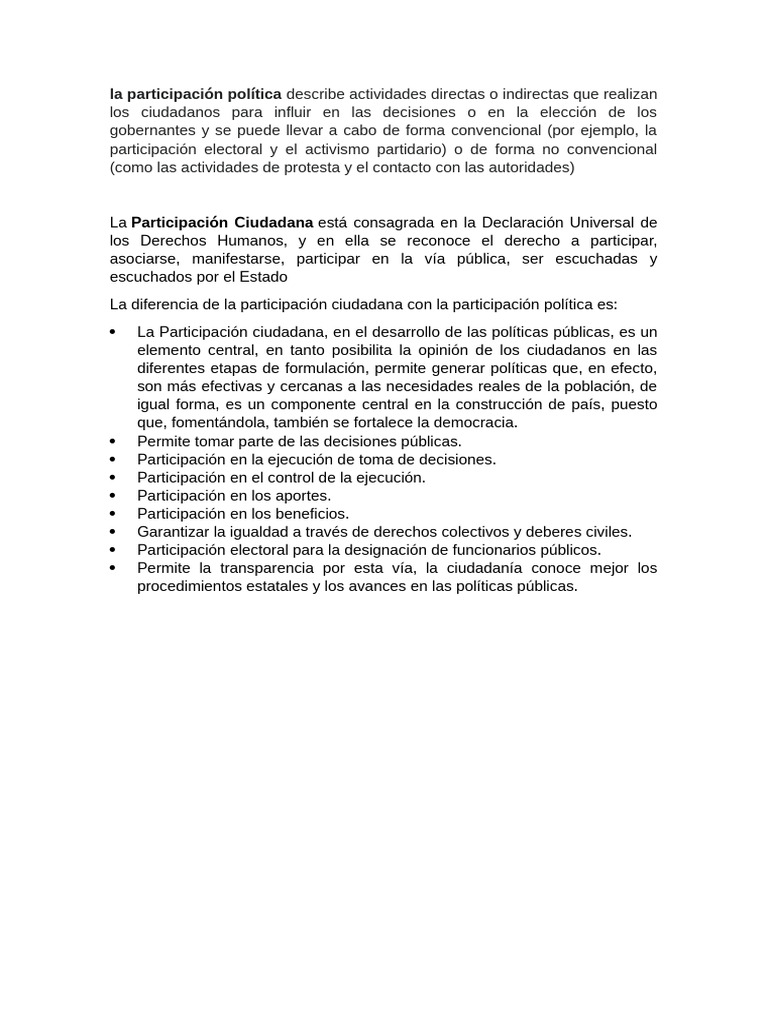 Diferencias de La Participacion | PDF