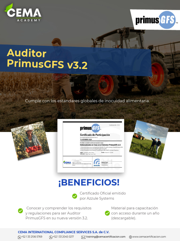 Auditoría PrimusGFS v3.2: Capacitación Oficial | PDF | Auditoría ...