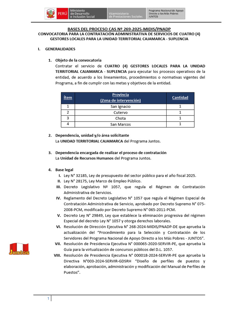 Bases Cas 269-2025 GL Ut Cajamarca Supl (3 Gestores) (F) (F) (F) (F) | PDF | Licenciatura | Diploma