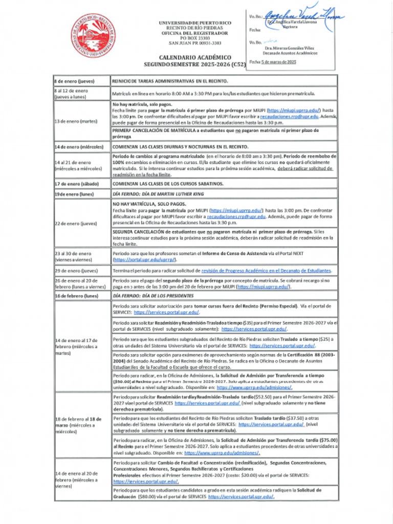 Calendario Académico Segundo Semestre 2025-2026 | PDF | Educación más alta