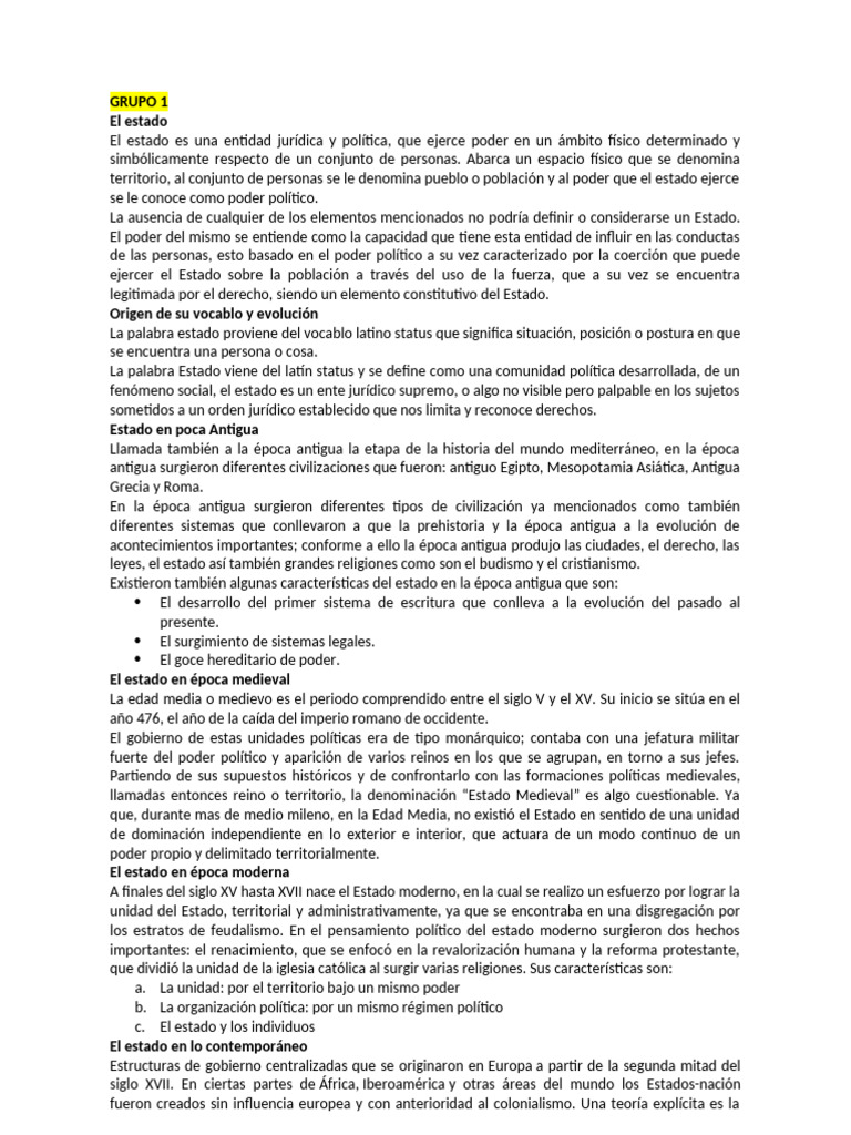 Evolución y Concepto del Estado | PDF | Estado (política) | Gobierno