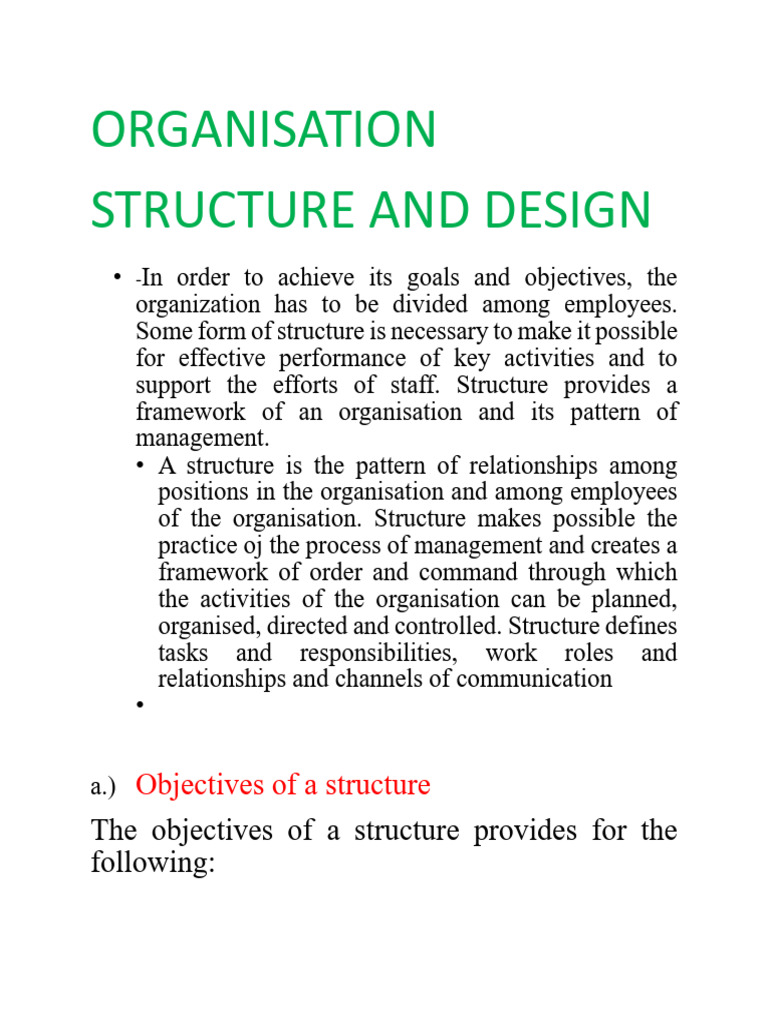 Organisation Structure and Design | PDF | Job Satisfaction | Division ...