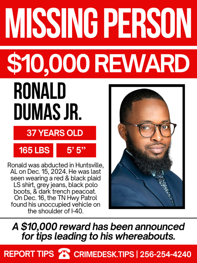 Ronald Dumas Reward Flyer (Updates 9/8/2025) | PDF