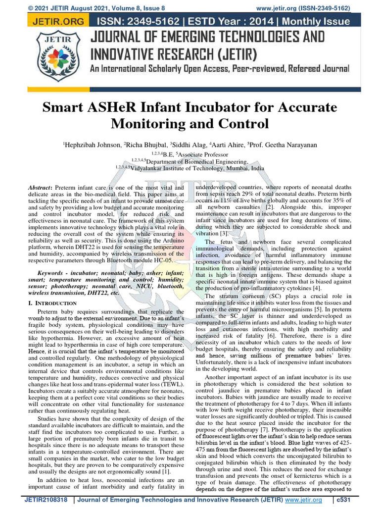 Smart ASHeR Infant Incubator For Accurat | PDF | Neonatal Intensive ...