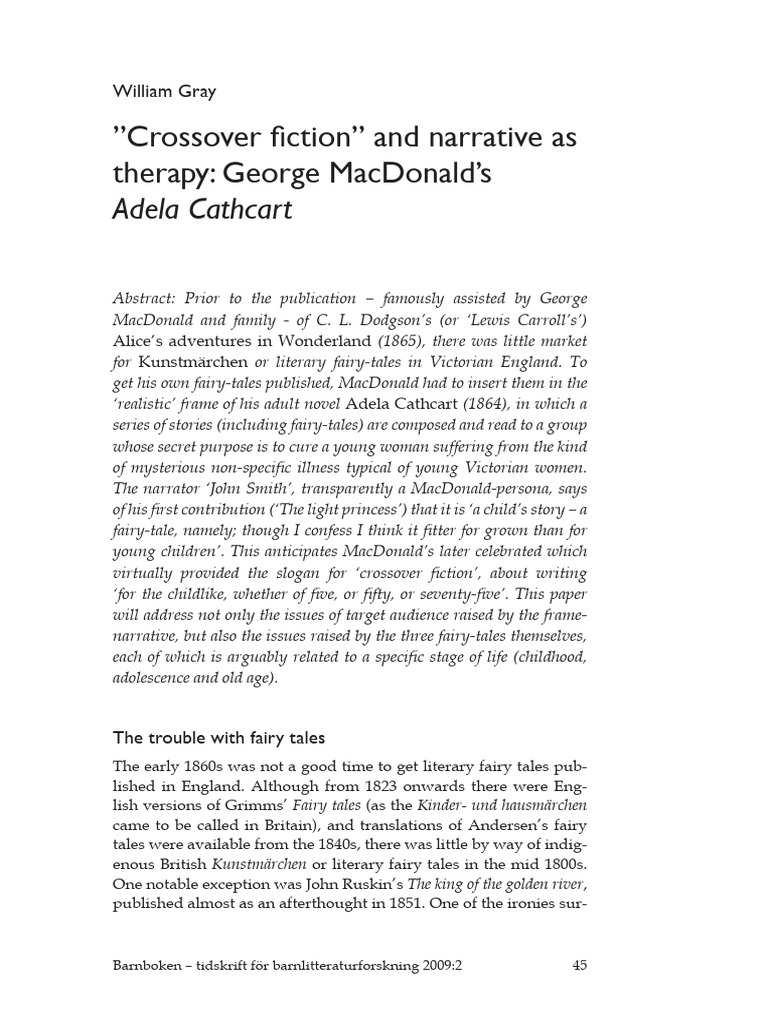 Crossover Fiction and Narrative As Therapy George MacDonald's Adela ...