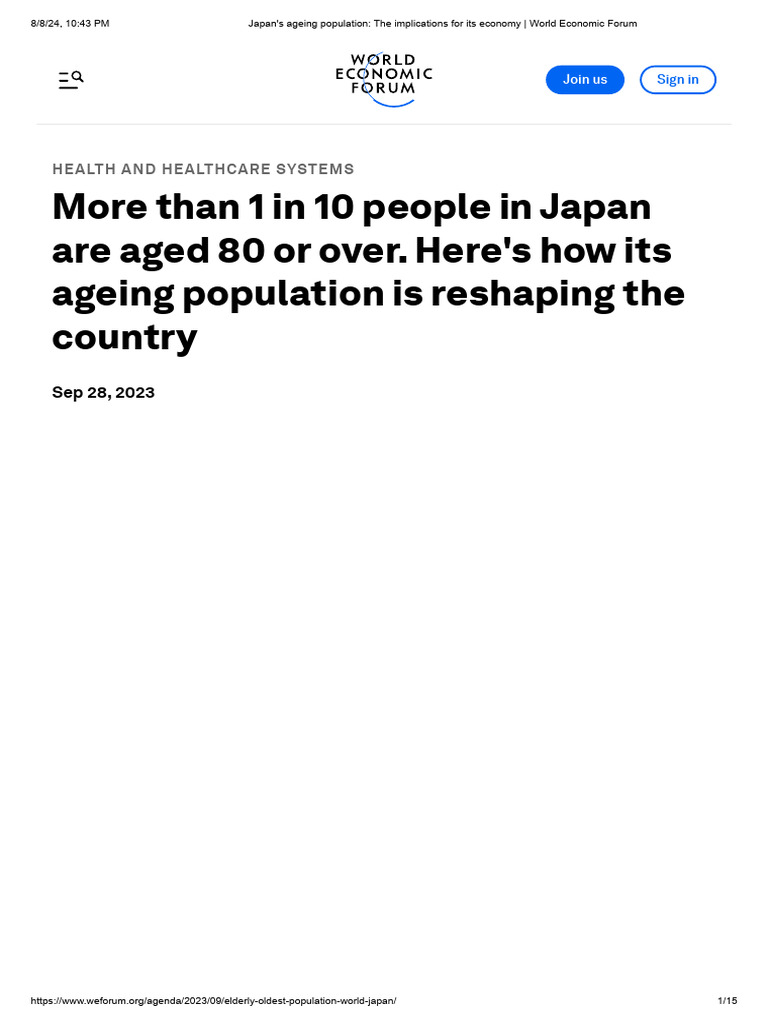 Japan's Ageing Population - The Implications For Its Economy - World ...