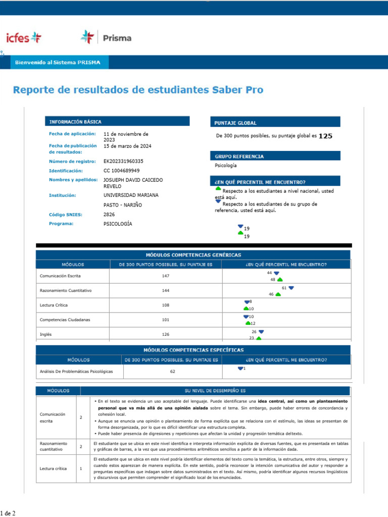 Bienvenido Al Sistema PRISMA Josueph David Caicedo Revelo | PDF ...