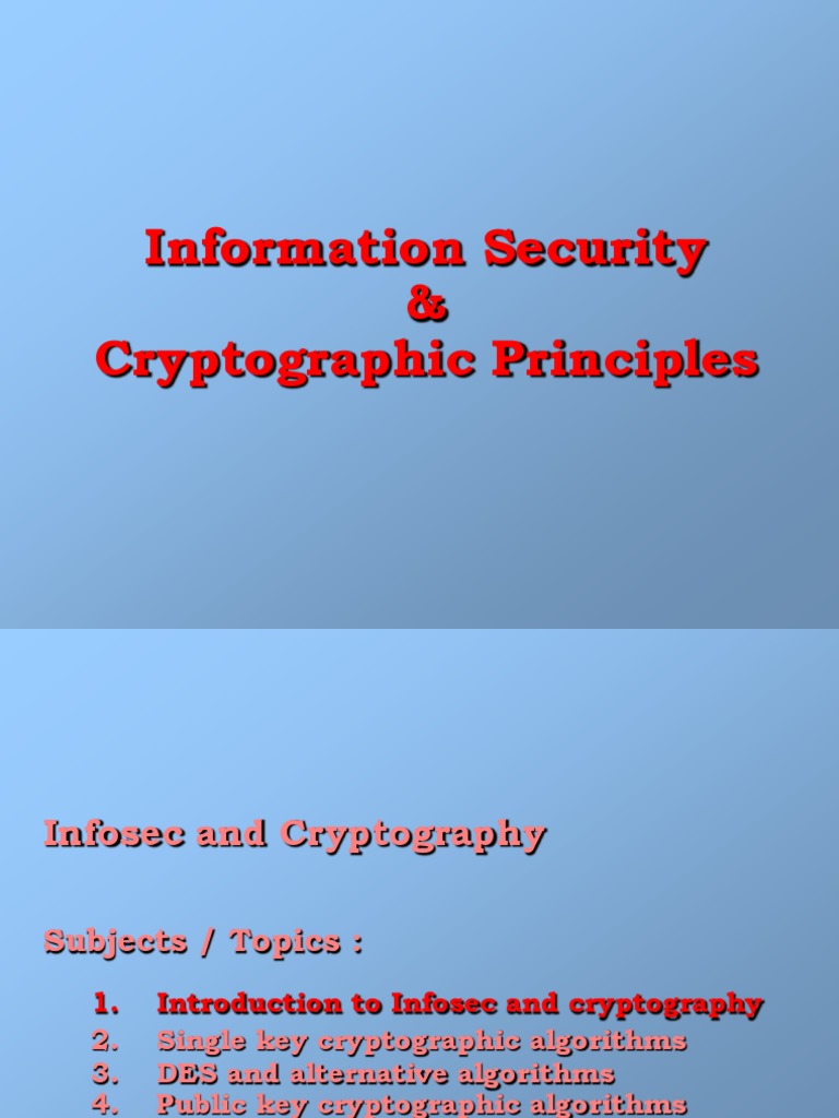 Information Security & Cryptographic Principles | PDF | Key ...