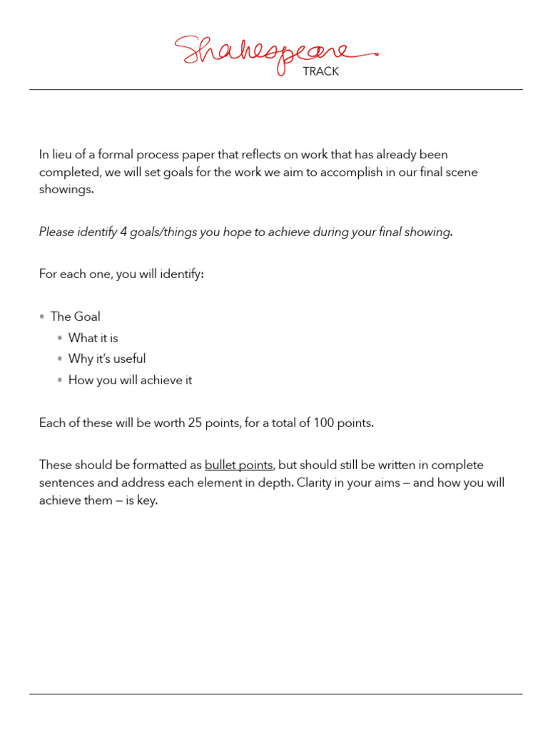 Shakespeare Track Final Process Paper Prompts | PDF