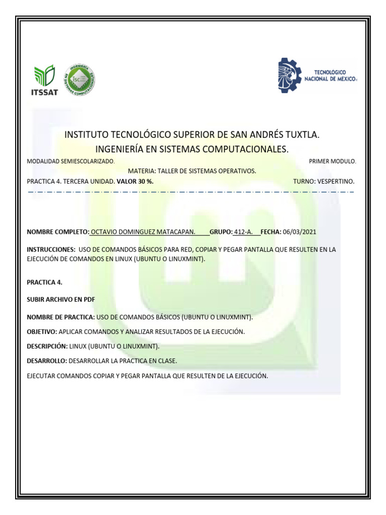 Practica 4 CMD Basicos LinuxMint | PDF