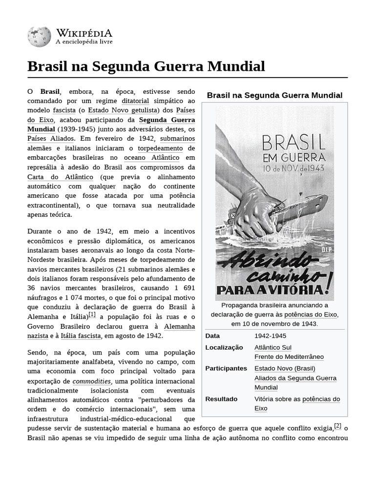 Brasil na Segunda Guerra Mundial: História e Impactos | PDF | Aliados ...