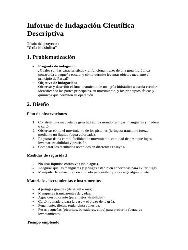 Informe de Indagación Científica Descriptiva - Dante | PDF | Líquidos ...