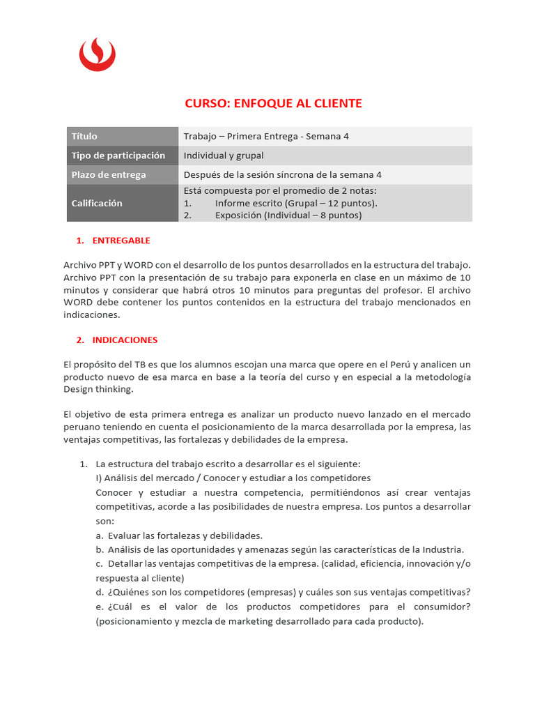 Enfoque Al Cliente - Plantilla Ficha de Actividad TB SEM4 | PDF ...