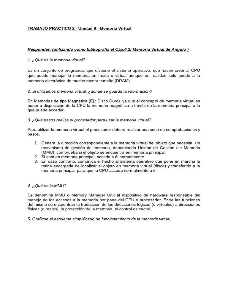 Memoria Virtual: Conceptos y Tipos | PDF | Almacenamiento de datos de ...