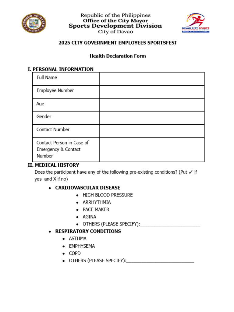 2025 Cges Health Declaration Form | PDF | Chronic Obstructive Pulmonary ...