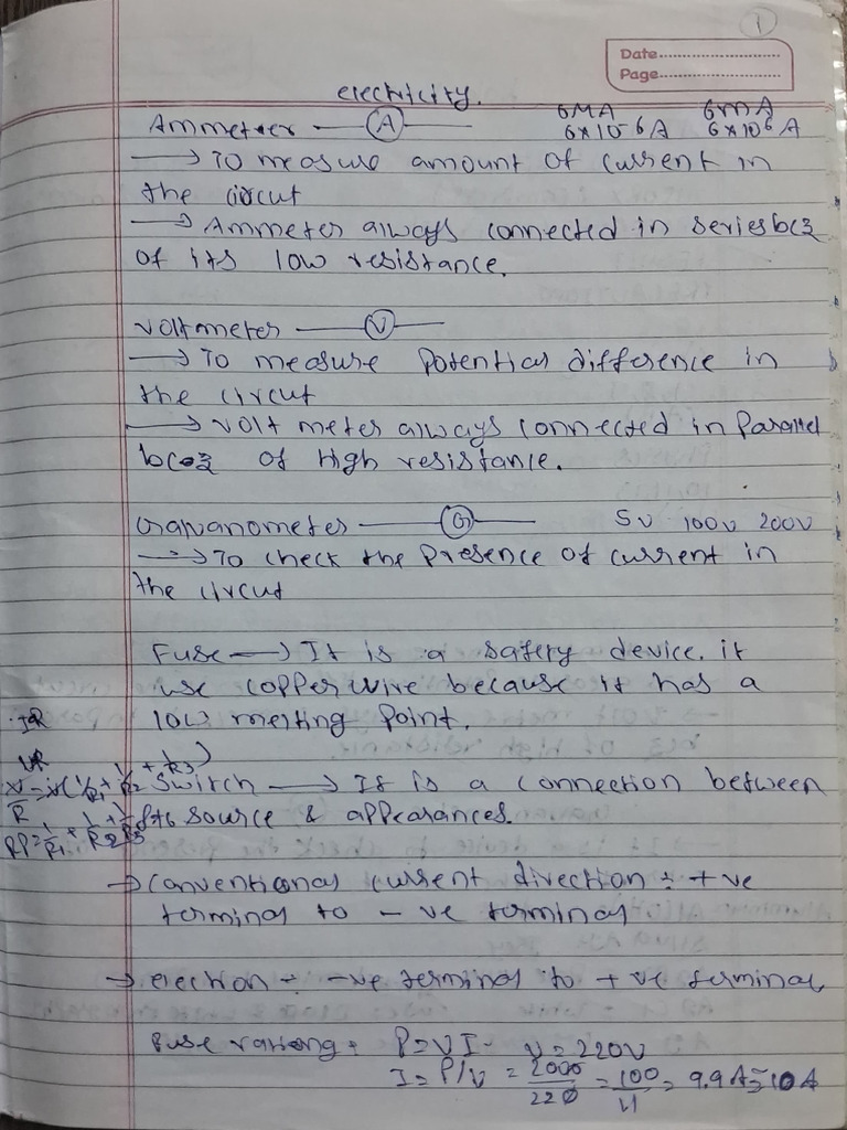 Electricity Running Notes | PDF