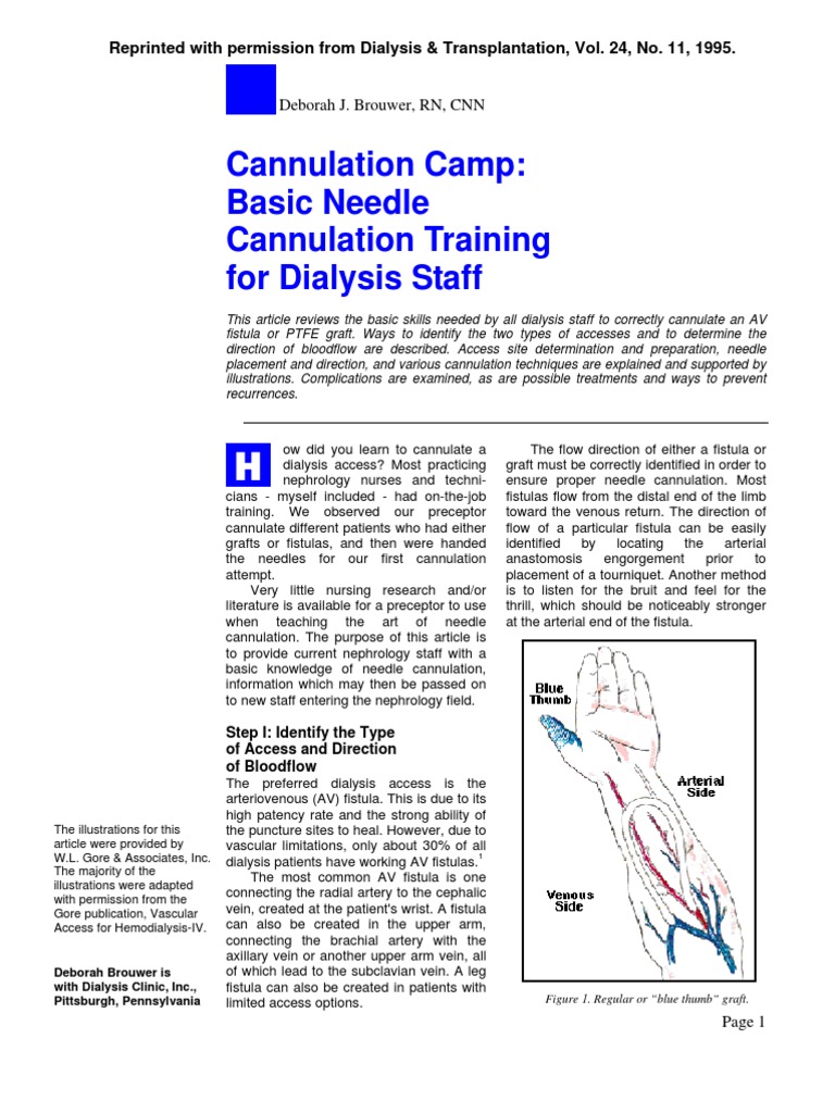 cannulation camp: basic needle cannulation training for dialysis staff ...