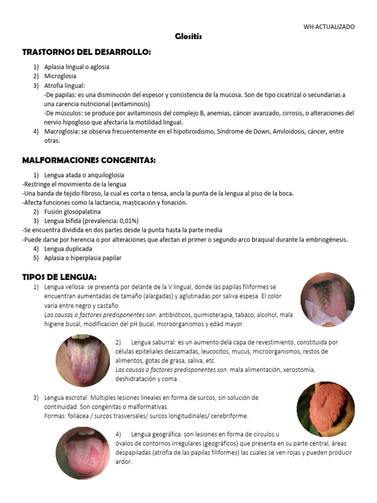 Trastornos y Malformaciones Linguales | PDF | Lengua | Enfermedades y ...