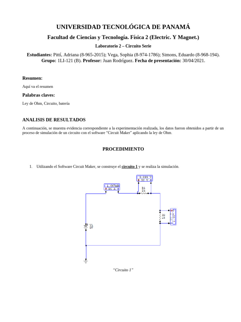 Física 2 - JRC7-4 - Lab02-Circuito Serie | PDF | Science