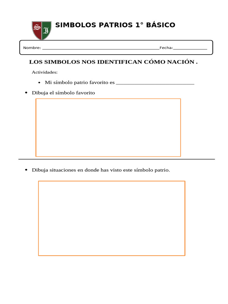 Guía de Símbolos Patrios 1° Básico | PDF