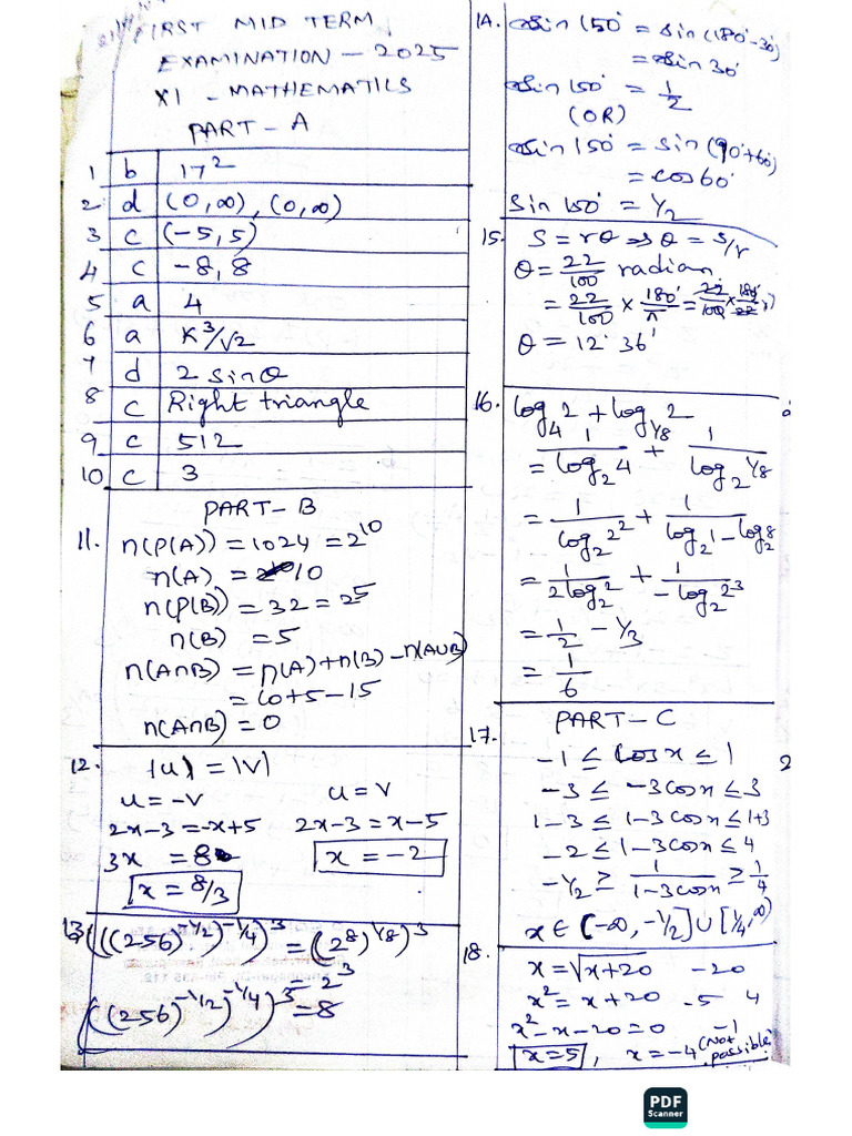 11th 1st Mid Term Key Answer 2025 | PDF