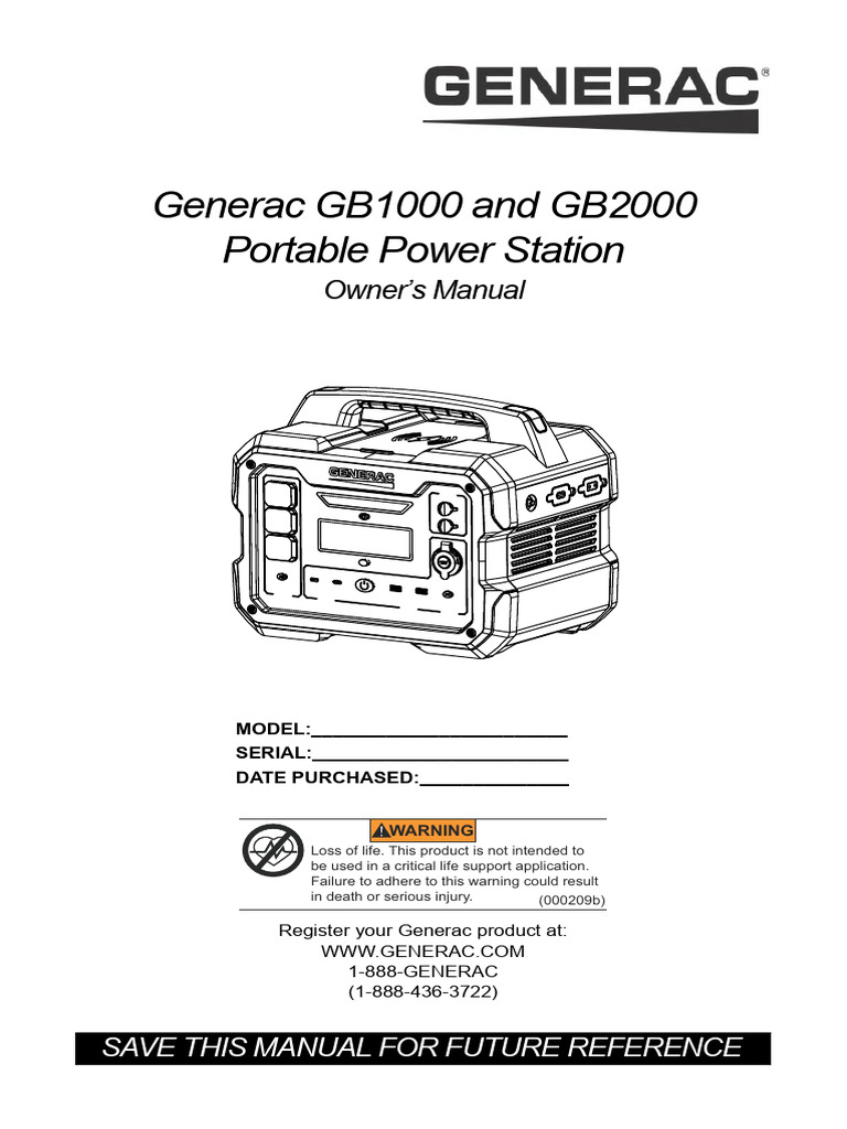 Generac GB1000/GB2000 Manual | PDF | Battery Charger | Power Supply