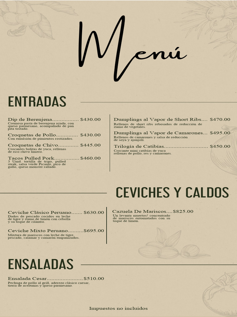 Menú del Corral: Platos y Precios | PDF | Mariscos | Bola de masa hervida