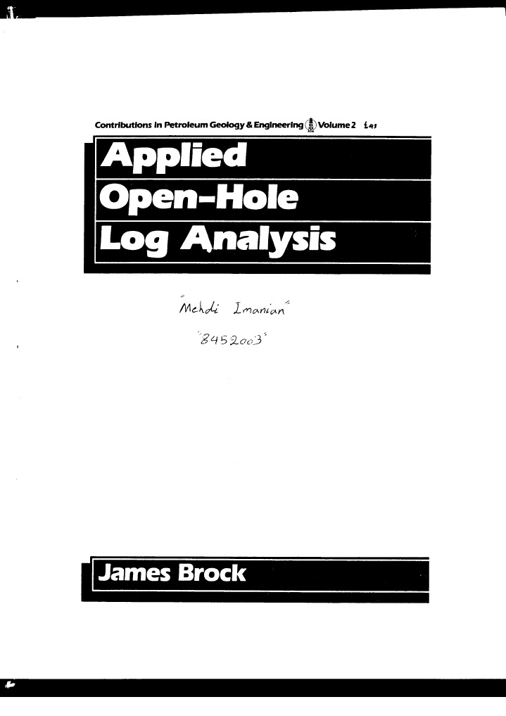 Applied Open Hole Log Analysis - James Brock | PDF
