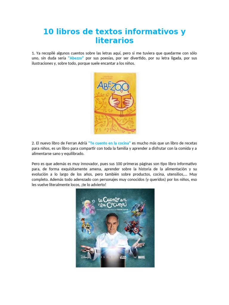 10 Libros de Textos Informativos y Literarios | PDF