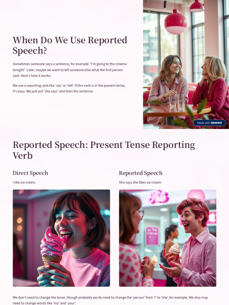 Understanding Reported Speech Usage | PDF | Question | Grammatical Tense