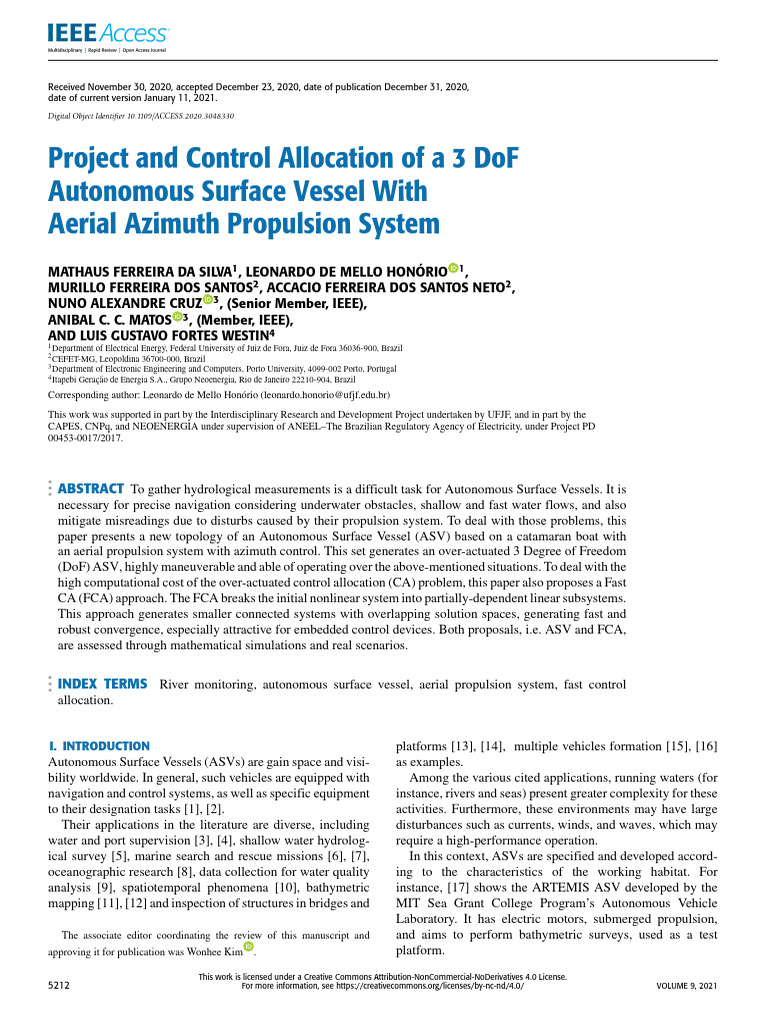 Project and Control Allocation of a 3 DoF Autonomous Surface Vessel With Aerial Azimuth ...