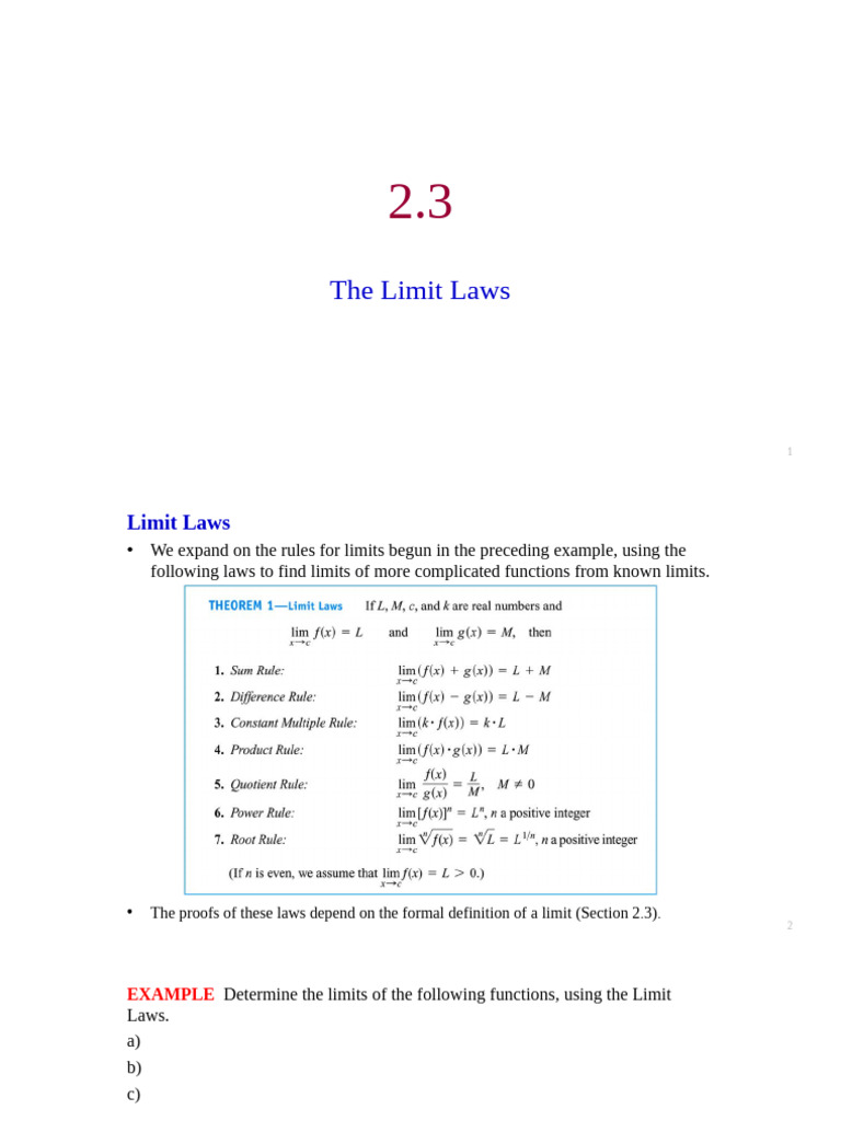 The Limit Laws | PDF | Function (Mathematics) | Polynomial