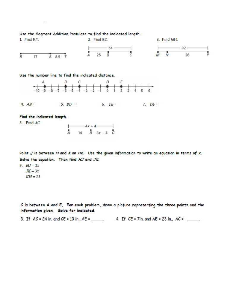 Wkst 1.1 - Segment_angle Addition Postulate | PDF | Geometry ...