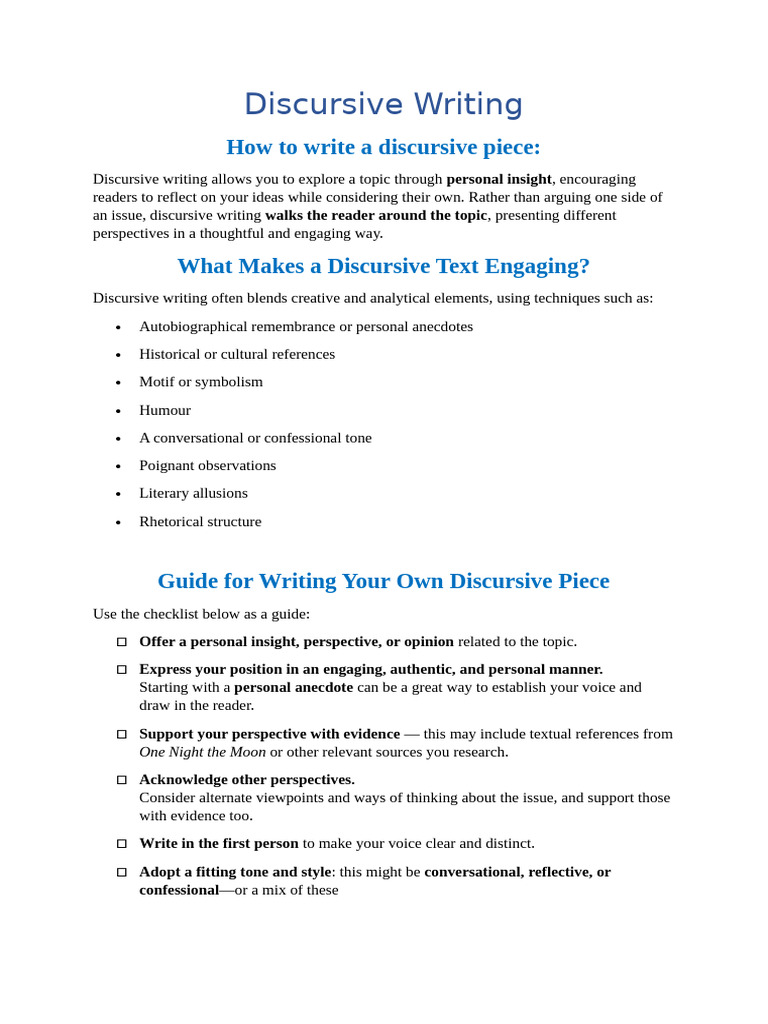 Year 11 Discursive Writing | PDF