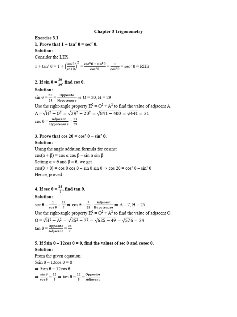 CSK Grade 9 Detailed Solutions Chapter 3 Trigonometry | PDF | Trigonometric Functions | Euclid