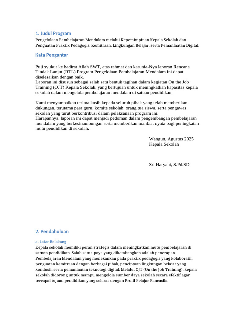 Laporan RTL Pembelajaran Mendalam | PDF